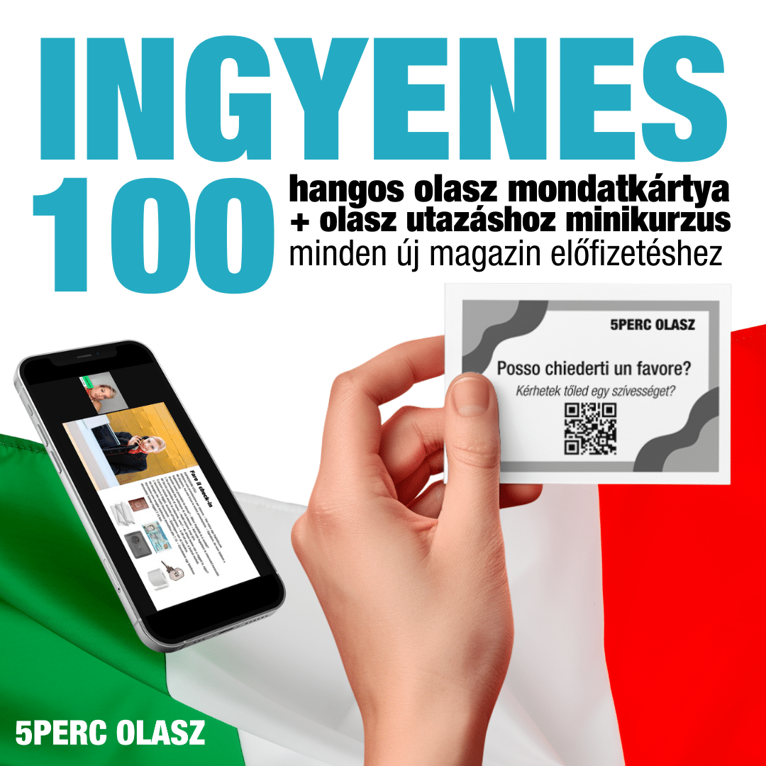 5 Perc Olasz Magazin - előfizetés + ajándék kártya és online tanfolyam